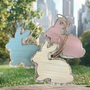 3 Rabbit Ornaments - Wood Metal Tin Rustic Cabin Rodeo Farm Mantel ...