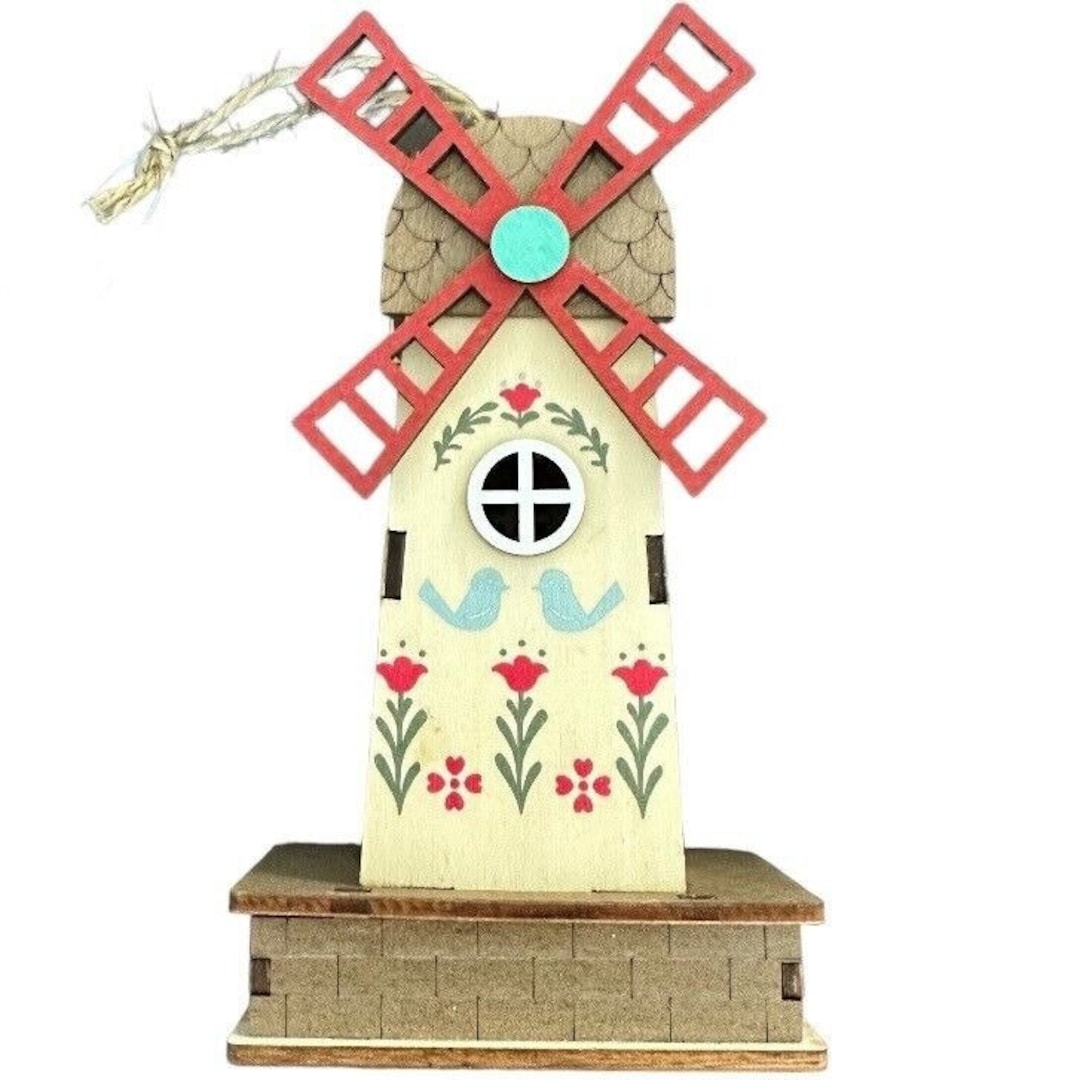Windmill Wood Ornament • Farm Danish Modern Cabin Wood Dutch Ski Lodge ...