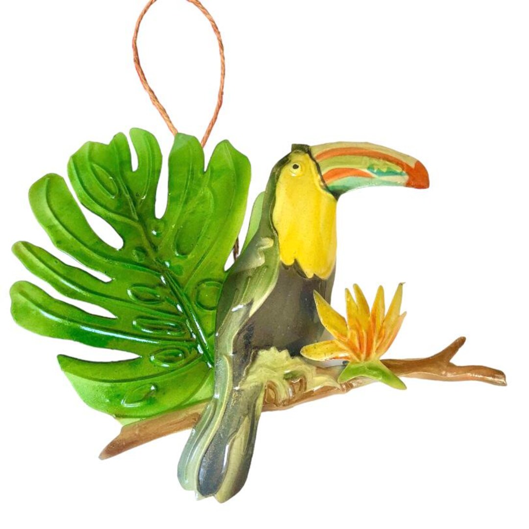 Metal Toucan Parrot Ornament - Flower Garden Easter Thanksgiving Window ...