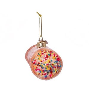 Cannoli Strawberry Cream Rainbow Sprinkles Glass Ornament - Italian ...