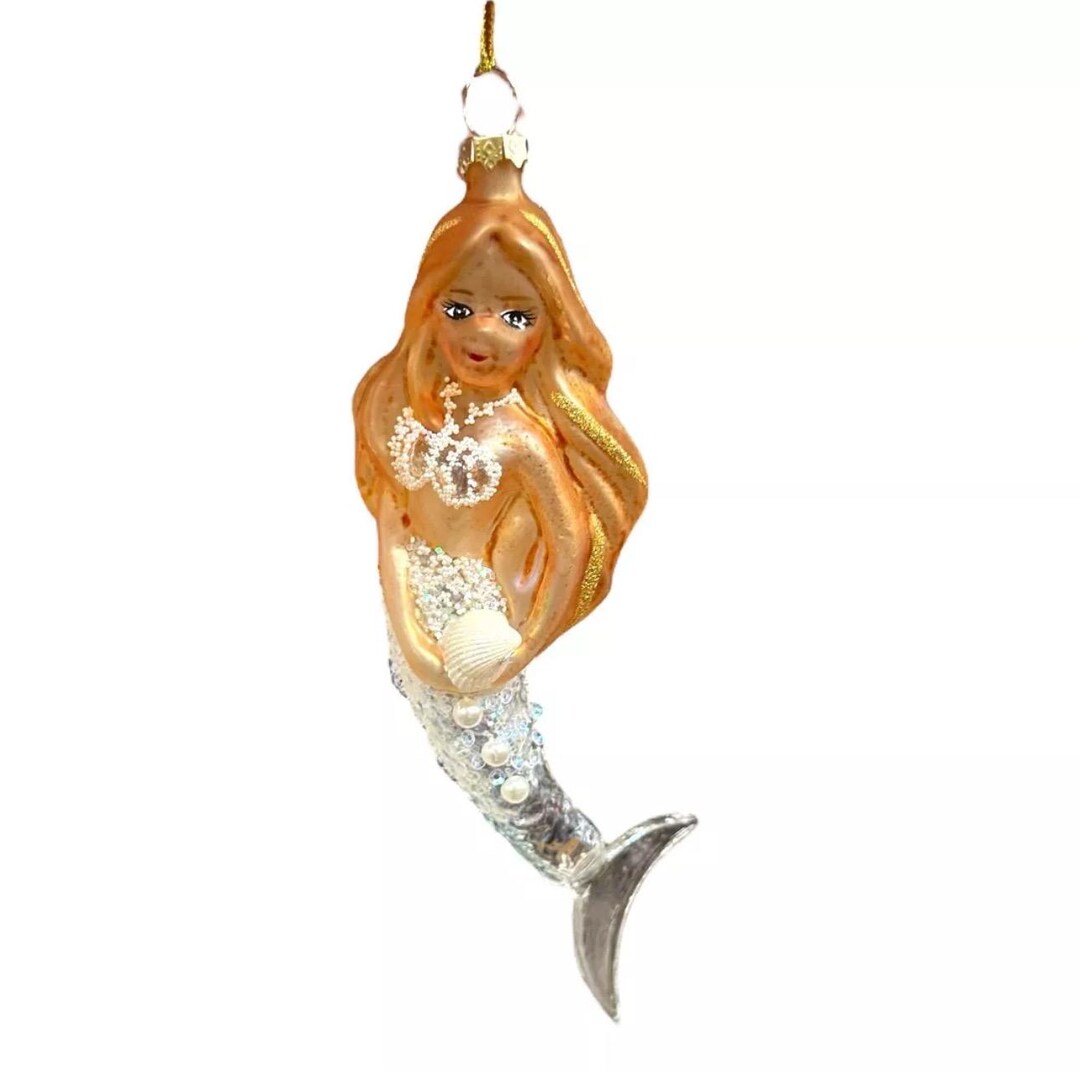 Mermaid Glass Ornament - Fish Ocean Nautical Beach Animal Mermaid ...