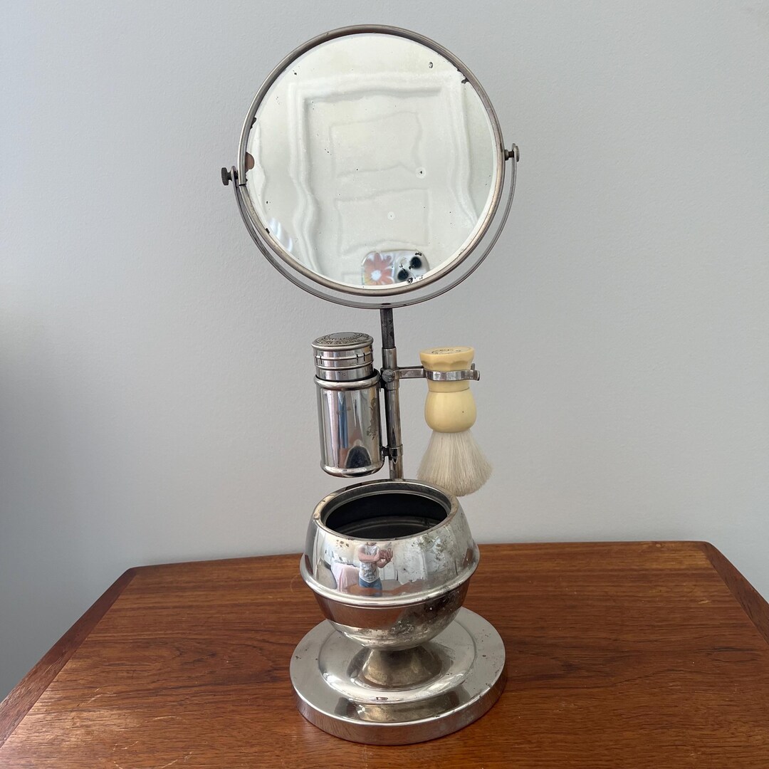 Vintage, Antique Shaving Mirror Stand With Brush and Shaving Stick ...