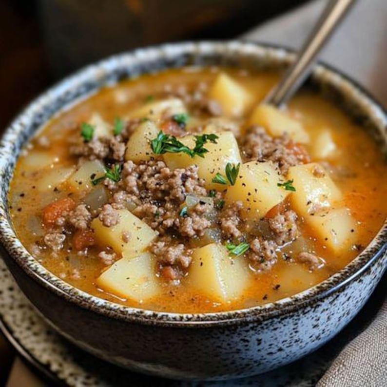 Best Recipe for CHEESY BEEF and POTATO Soup Download. - Etsy