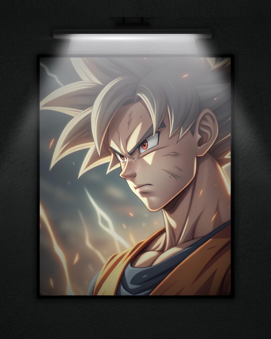 Close-up of Goku’s Determined Face With Energy – Digital Art Download ...