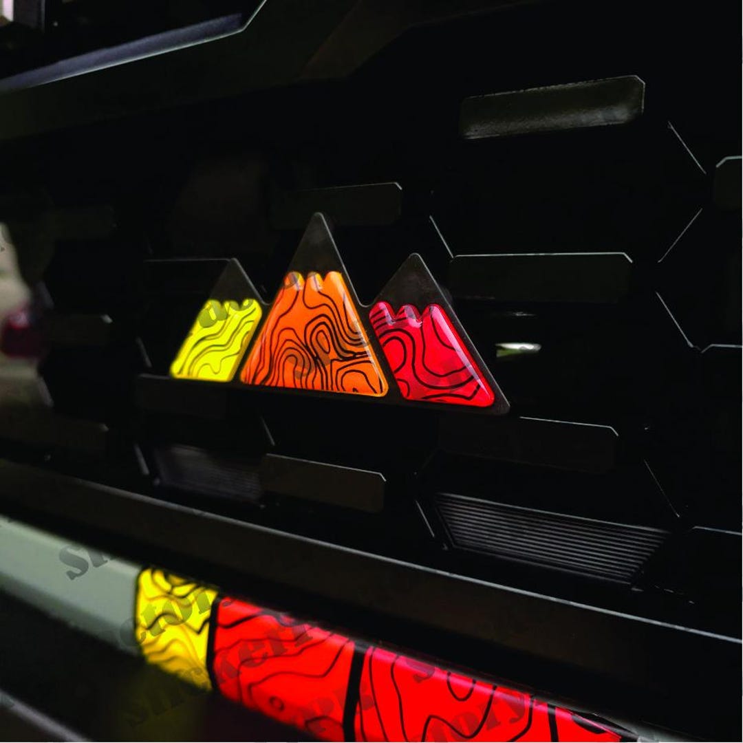 Topo Tri-color Mountains Grille Badge Emblem Fit for Toyota Tacoma ...