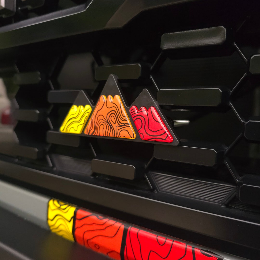Topo Tri-color Mountains Grille Badge Emblem Fit for Toyota Tacoma ...