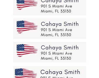 American Flag Return Address Labels - Etsy