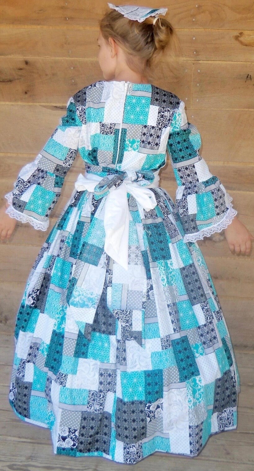 Handmade American Historical Colonial Pioneer Girl Clothing Blue ...