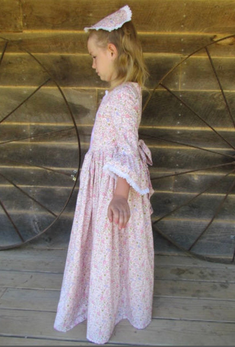 Pink Flower Colonial Day Dress Williamsburg American Historical Pioneer ...