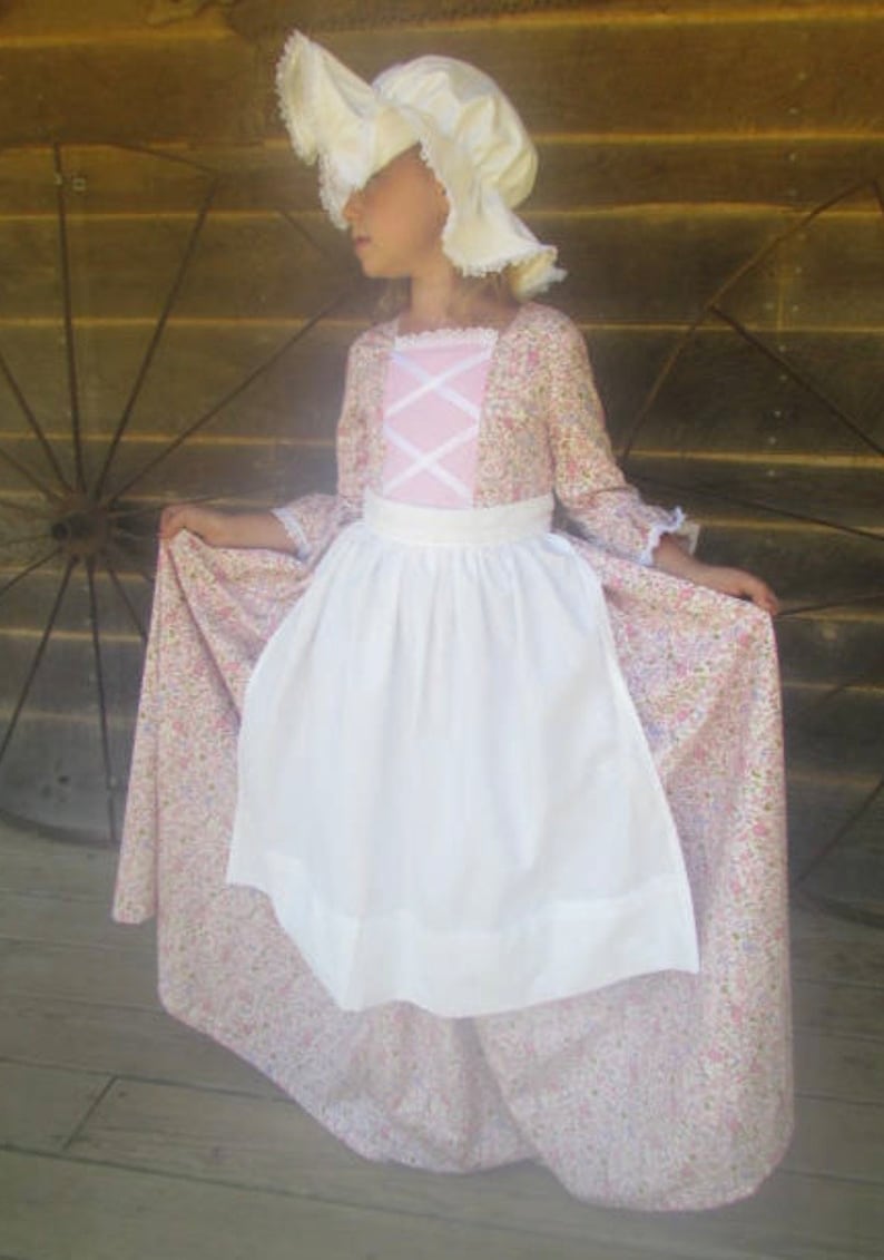 Pink Flower Colonial Day Dress Williamsburg American Historical Pioneer ...