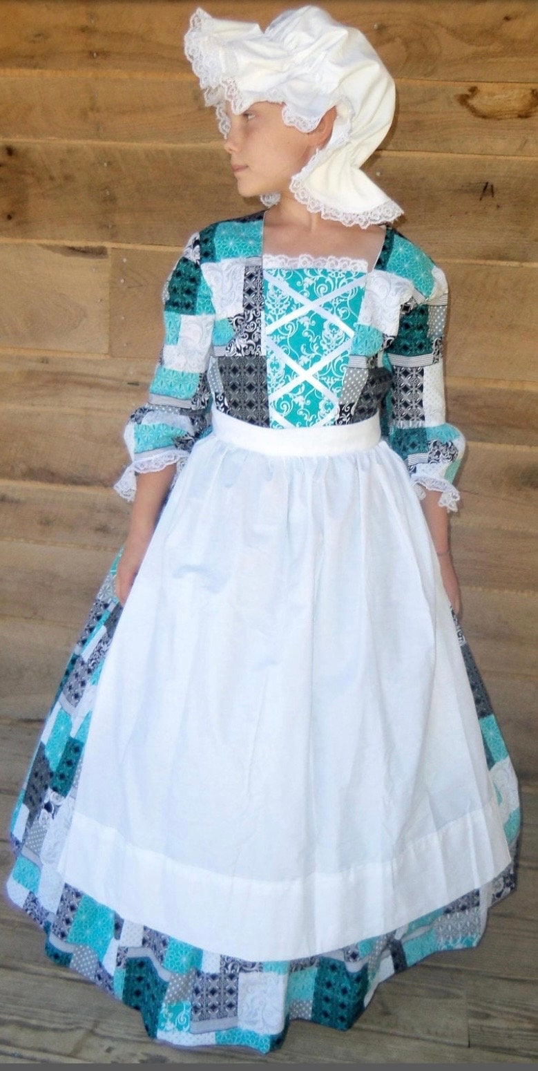 Handmade American Historical Colonial Pioneer Girl Clothing Blue ...