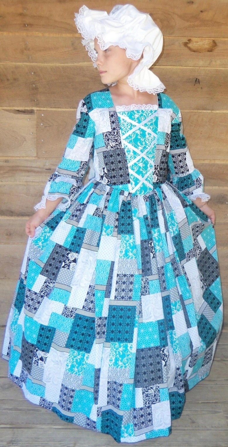 Handmade American Historical Colonial Pioneer Girl Clothing Blue ...