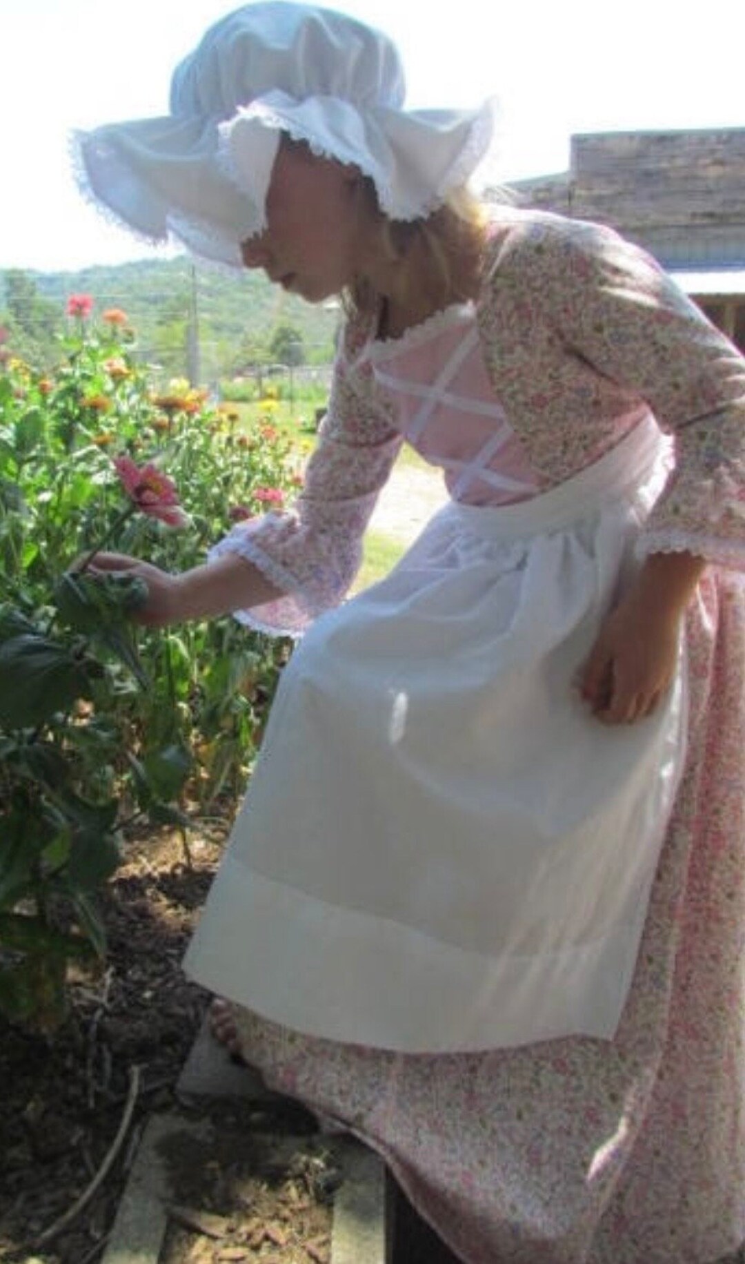 Pink Flower Colonial Day Dress Williamsburg American Historical Pioneer ...