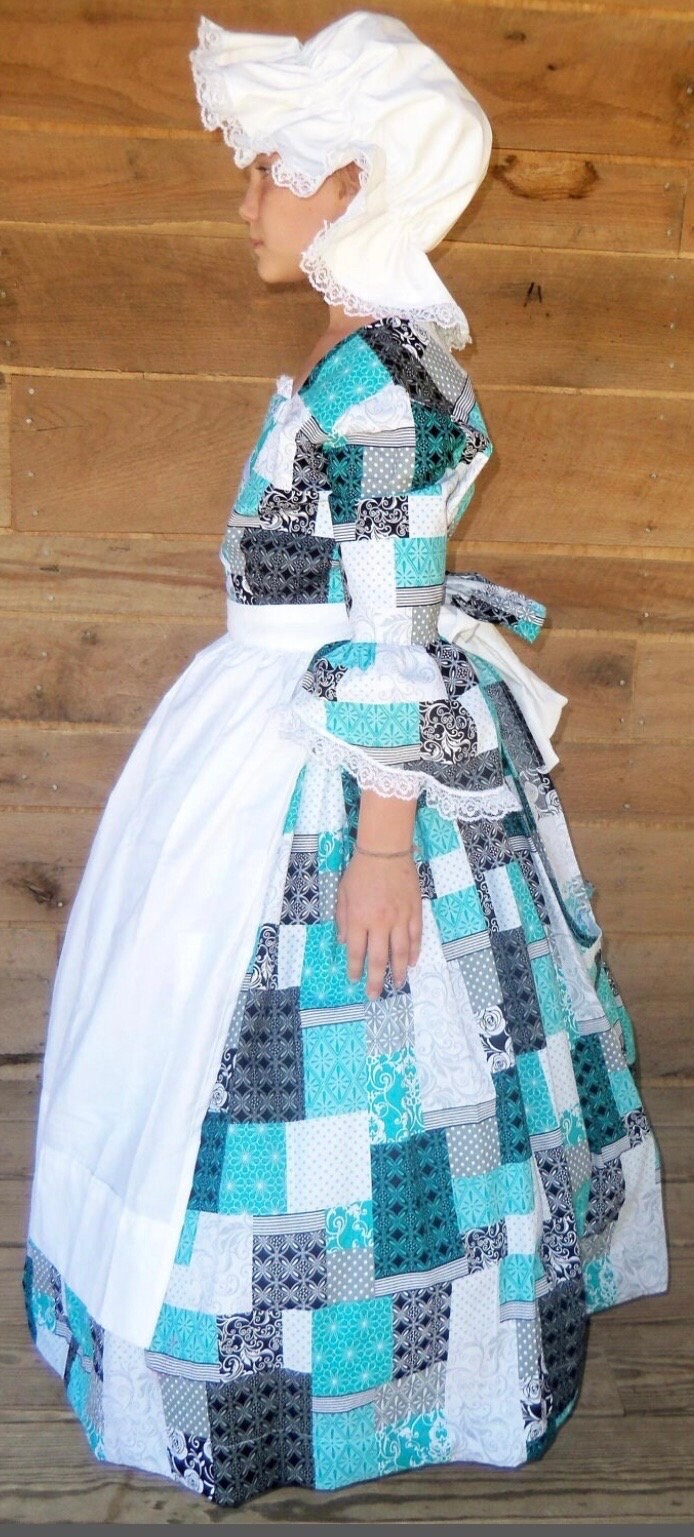 Handmade American Historical Colonial Pioneer Girl Clothing Blue ...