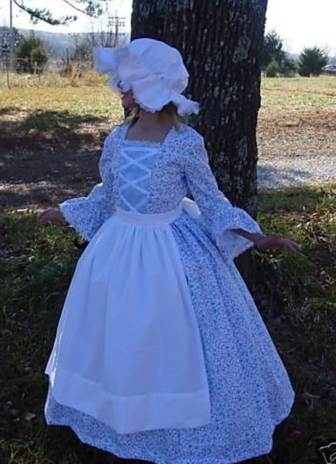 Handmade American Historical Colonial Pioneer Girl Clothing - Blue Day ...