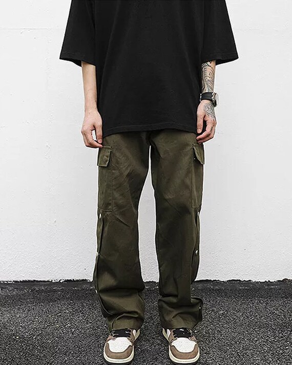 Quarter Button Drop Cargos - Etsy