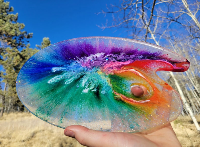 Resin Rainbow Art Palette, Artist Palette, Paint Palette, Glitter ...