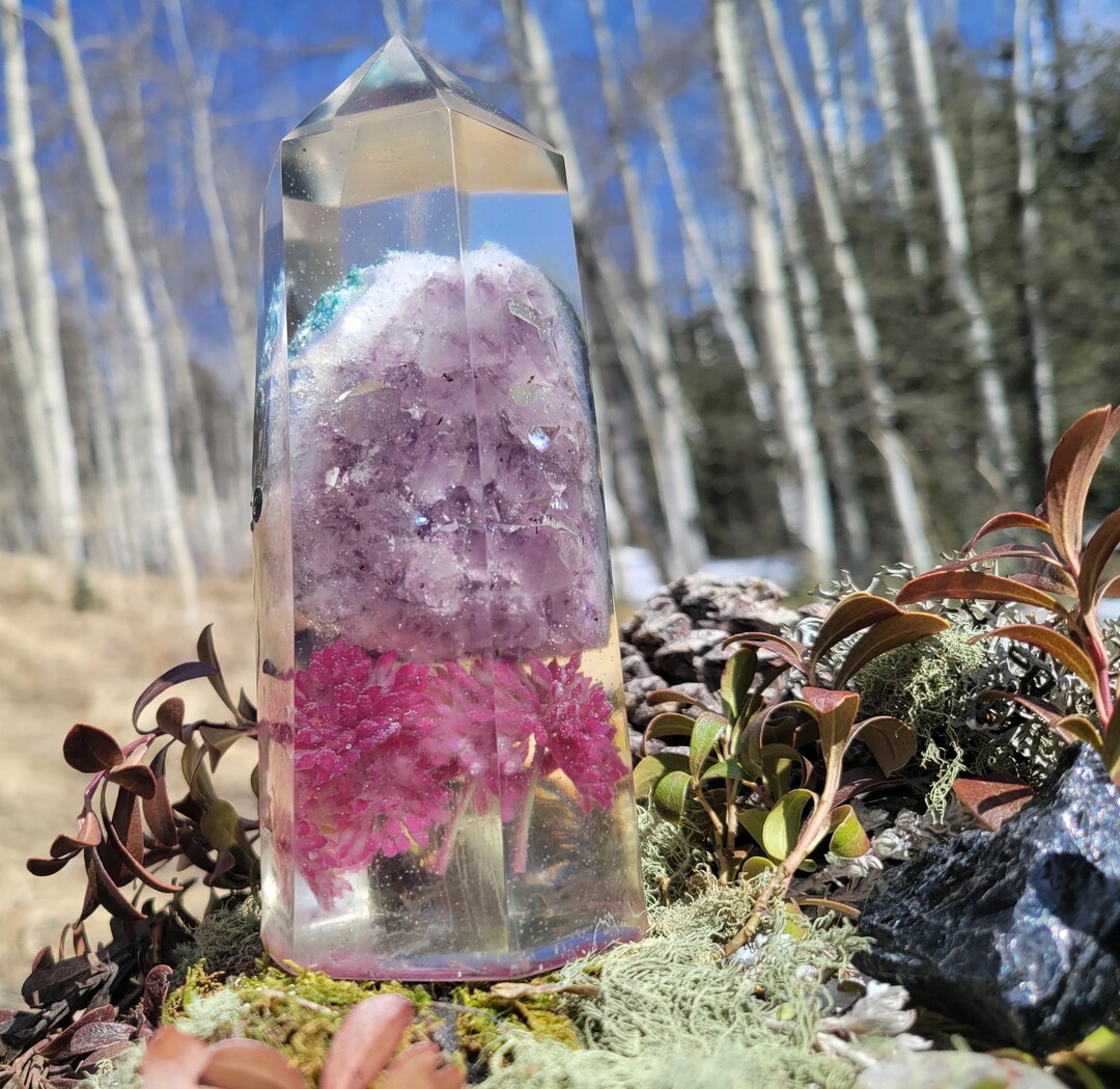 Crystal Tower, Resin Art, Home Decor, Crystal Decor, Floral Decor ...