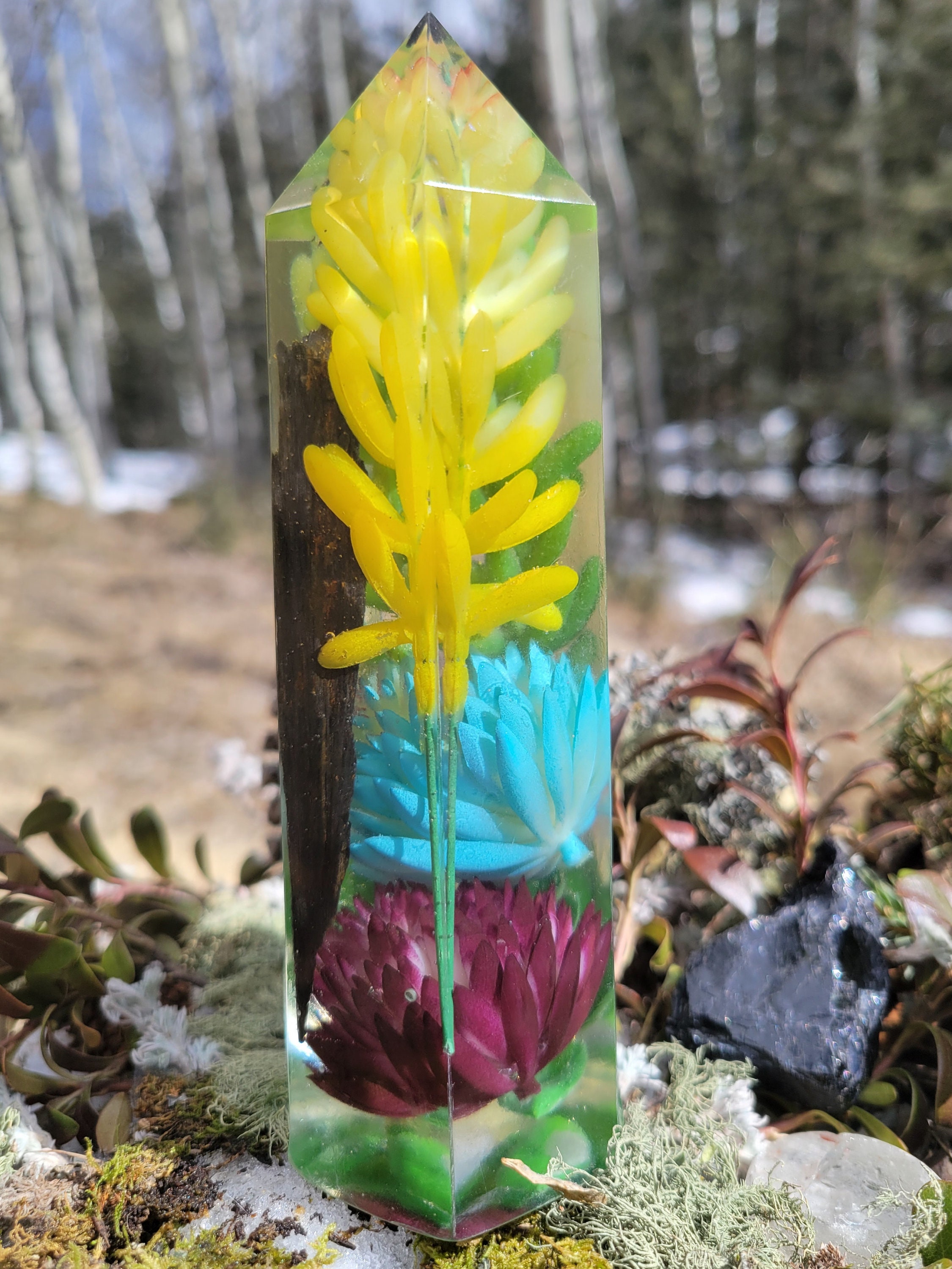 Crystal Tower, Resin Art, Home Decor, Crystal Decor, Floral Decor ...