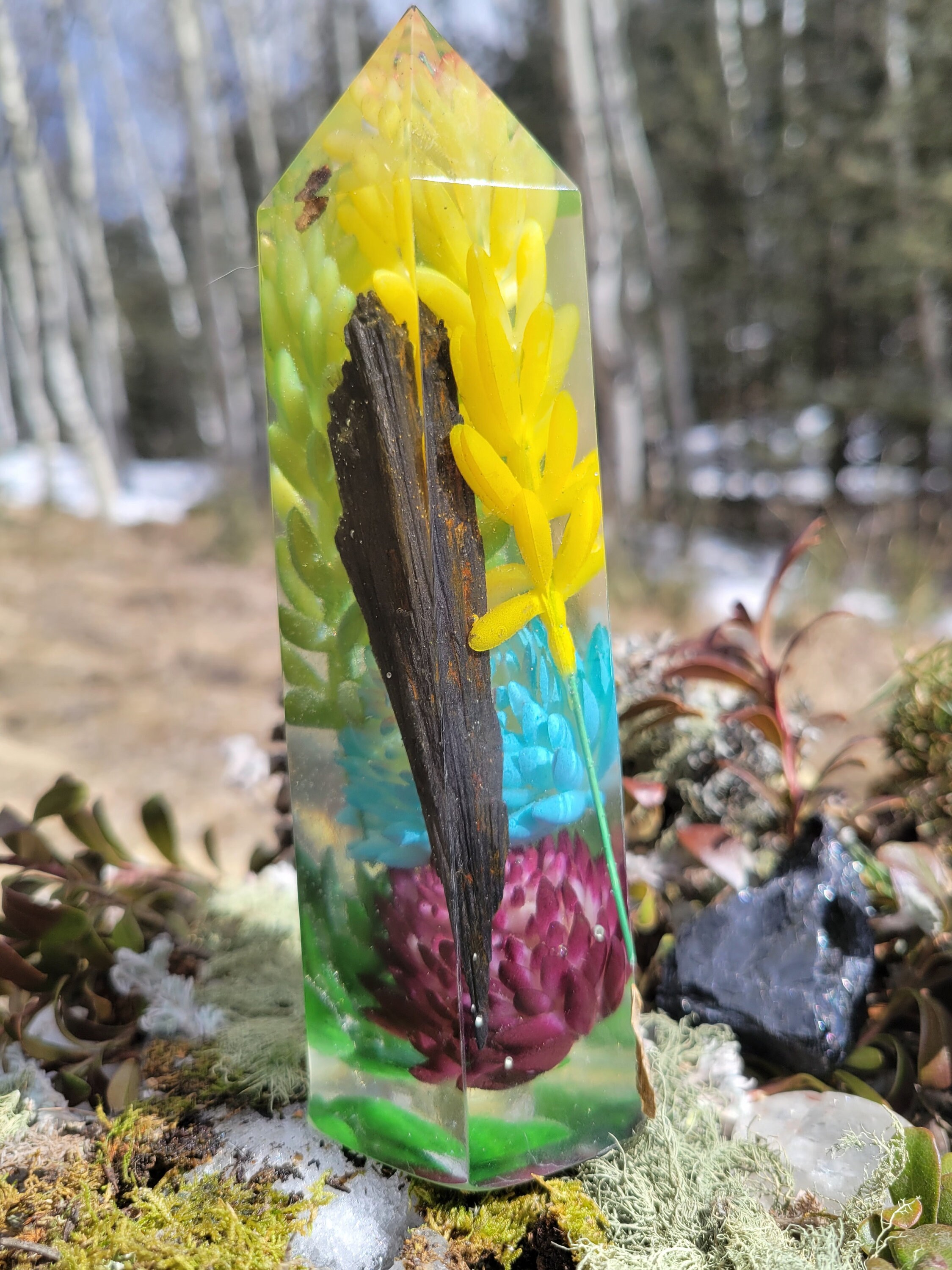 Crystal Tower, Resin Art, Home Decor, Crystal Decor, Floral Decor ...