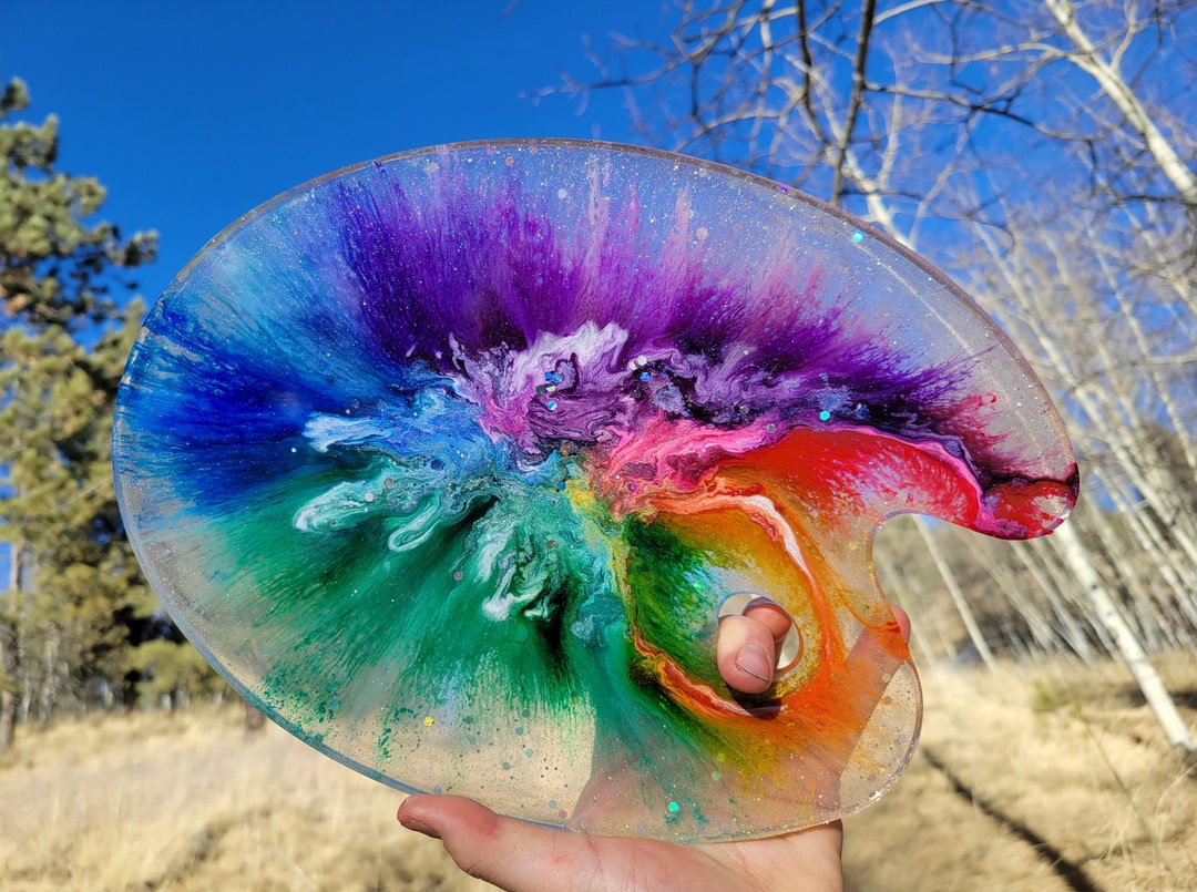 Resin Rainbow Art Palette, Artist Palette, Paint Palette, Glitter ...