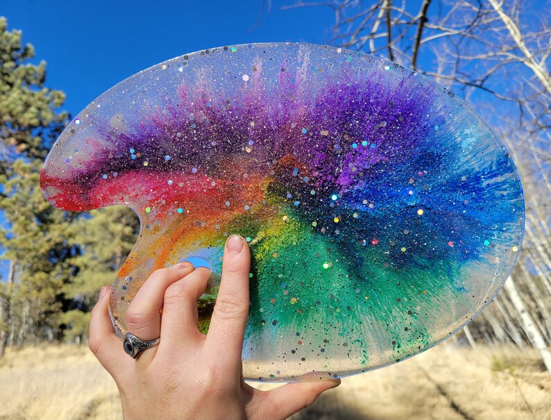 Resin Rainbow Art Palette, Artist Palette, Paint Palette, Glitter ...