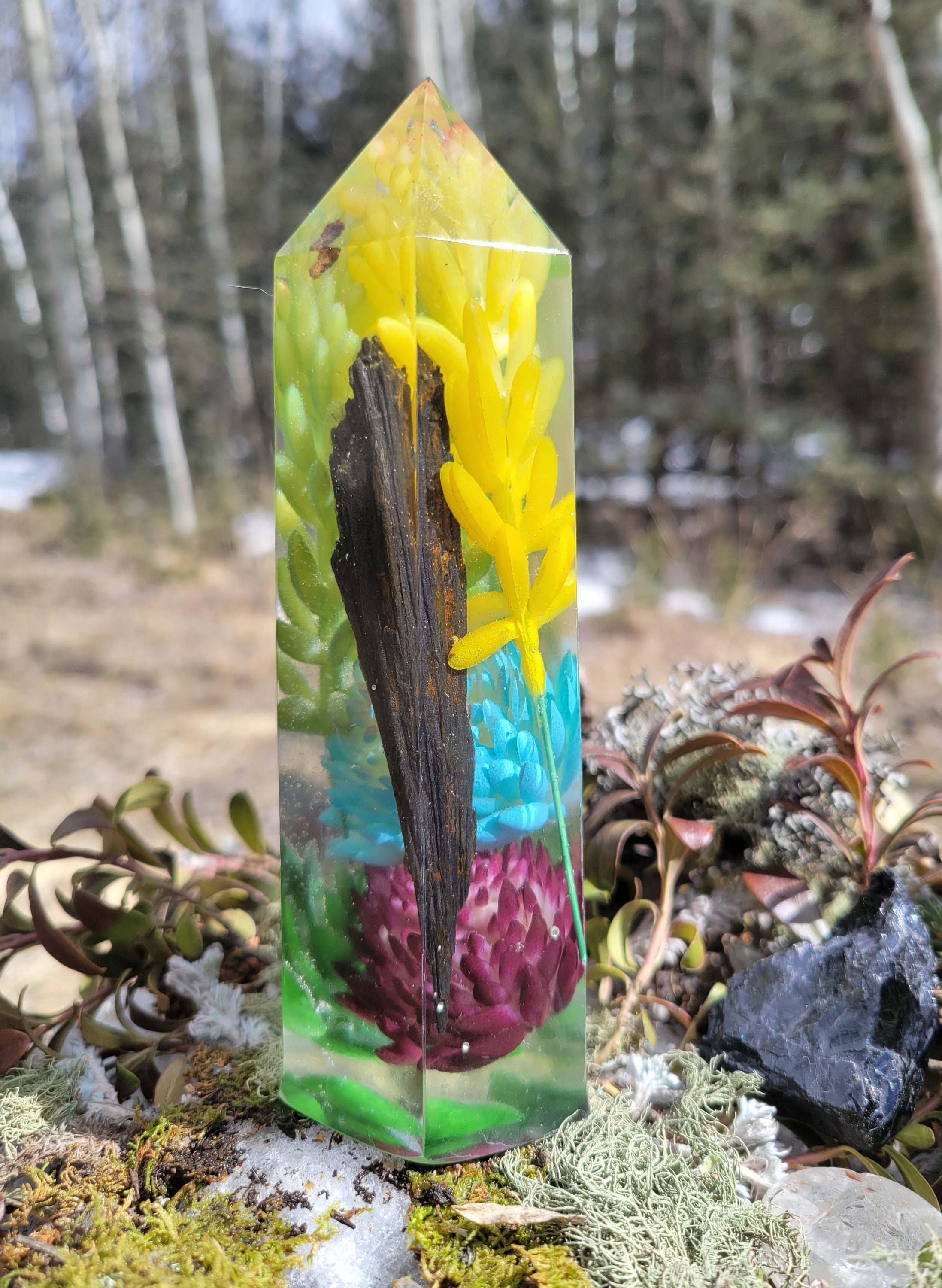 Crystal Tower, Resin Art, Home Decor, Crystal Decor, Floral Decor ...