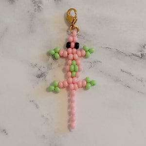 Pink and Green Handmade Beaded Lizard Charm - Etsy