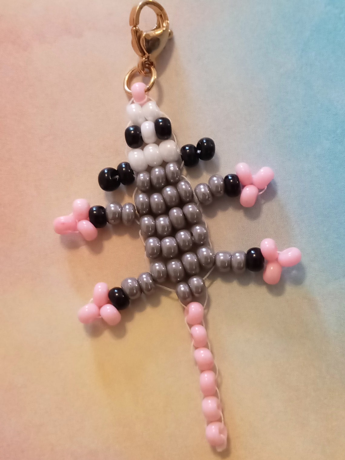 Beaded Possum Charm Keychain - Etsy