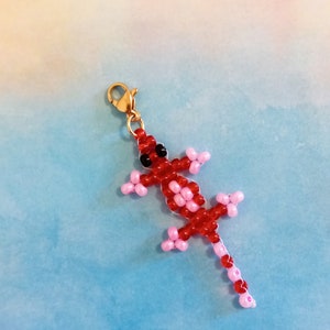 Handmade Pink and Red Beaded Lizard Charm - Etsy