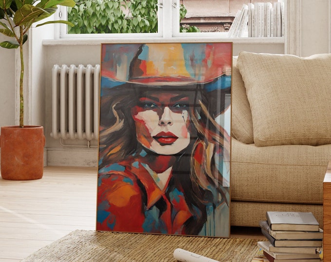Abstract Cowgirl Painting | Cowgirl Print | Western Wall Art | Trendy ...