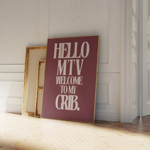 Hello MTV Welcome to My Crib MTV Wall Art Nostalgia Print Aesthetic ...