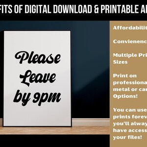 Please Leave by 9pm Print | Please Leave by 9 Poster | Vintage Please ...