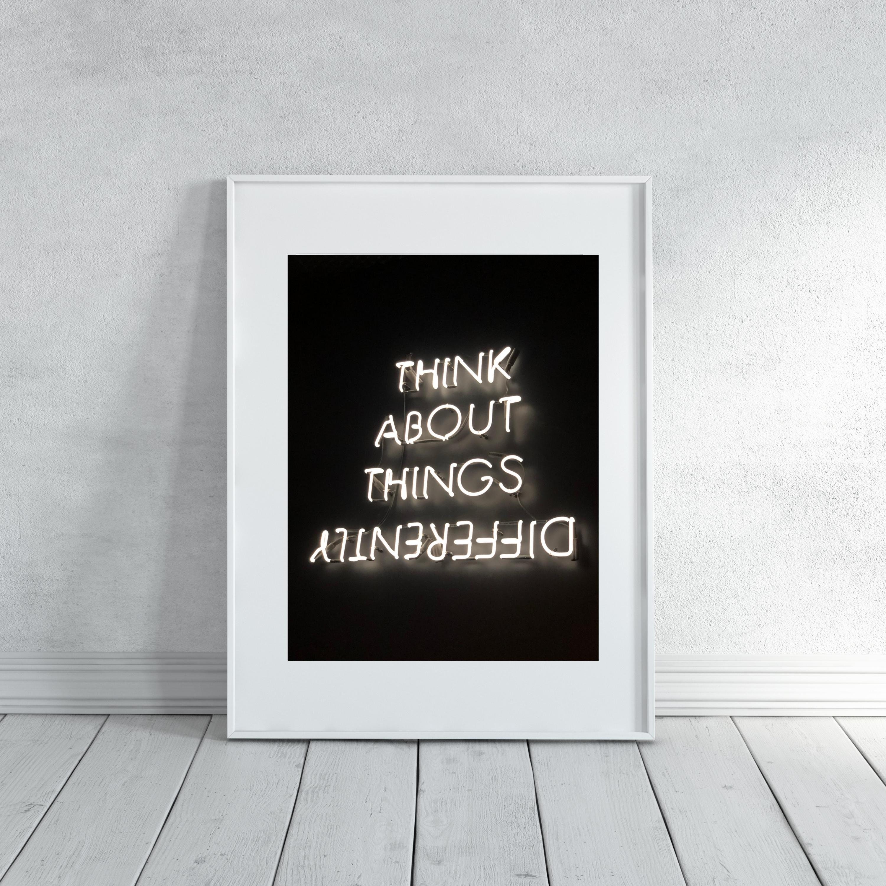 Think About Things Differently Neon Wall Art Print LARGE - Etsy