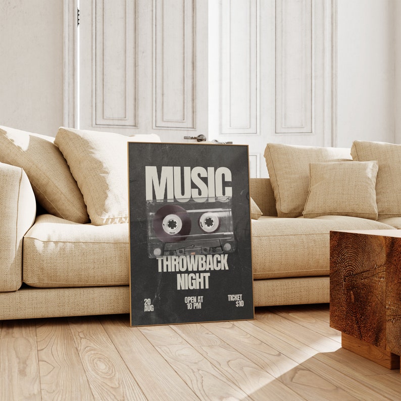 Retro Music Poster | Music Wall Art | Cassette Tape Wall Art ...