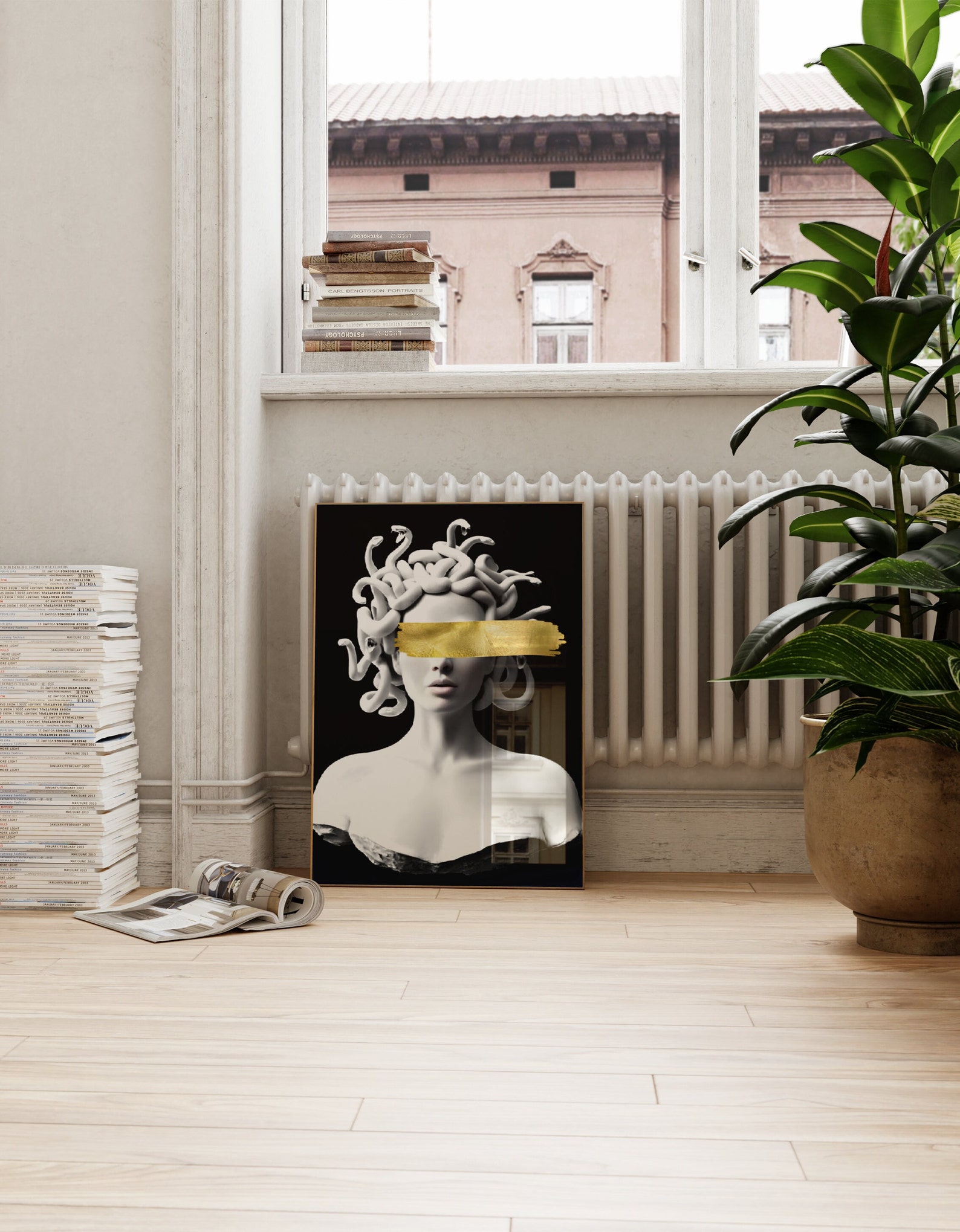 Gold Medusa, Medusa Modern Statue, Medusa Wall Art, Medusa Art Print ...