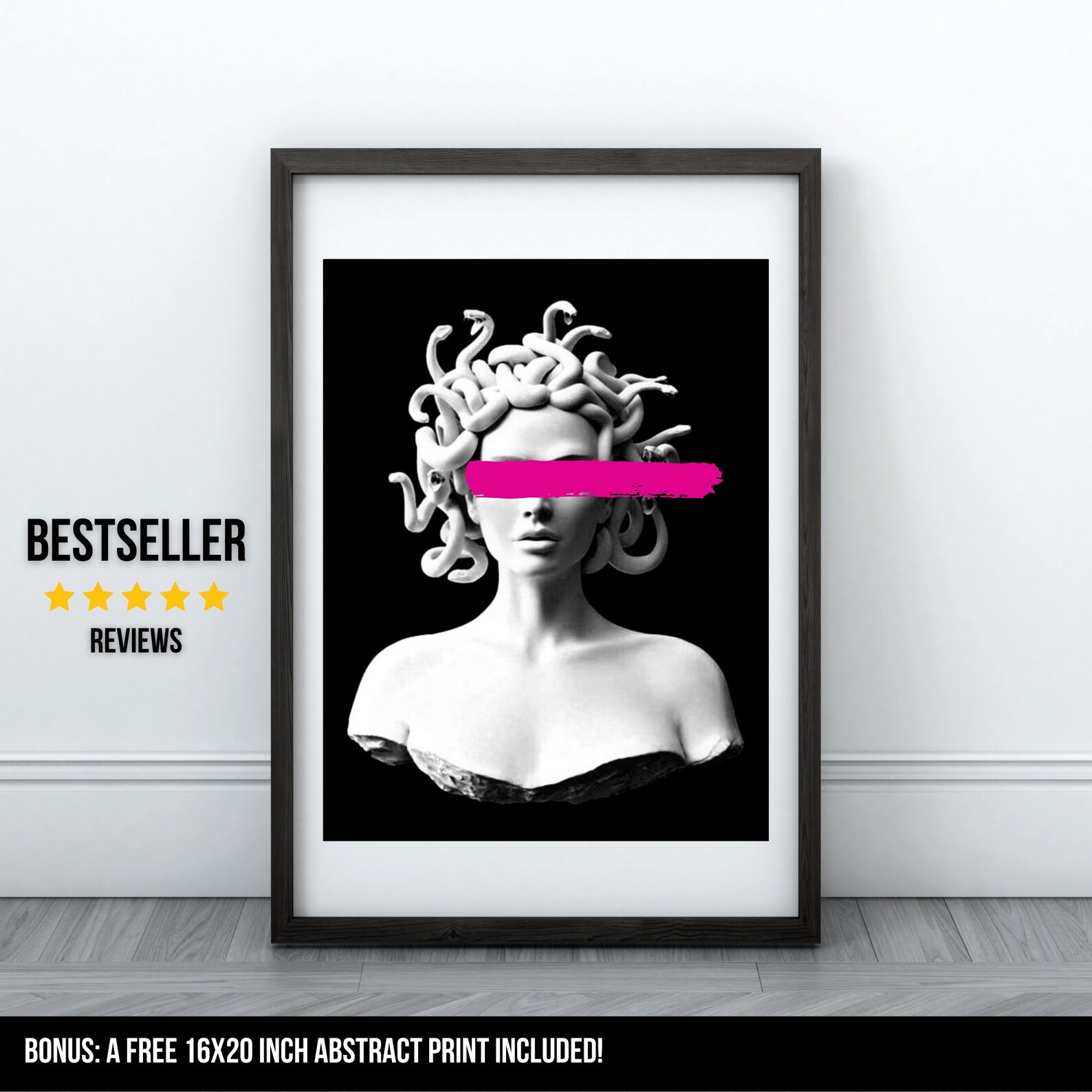 Hot Pink Medusa, Medusa Modern Statue, Medusa Wall Art, Medusa Art Print, Modern Home Decor ...