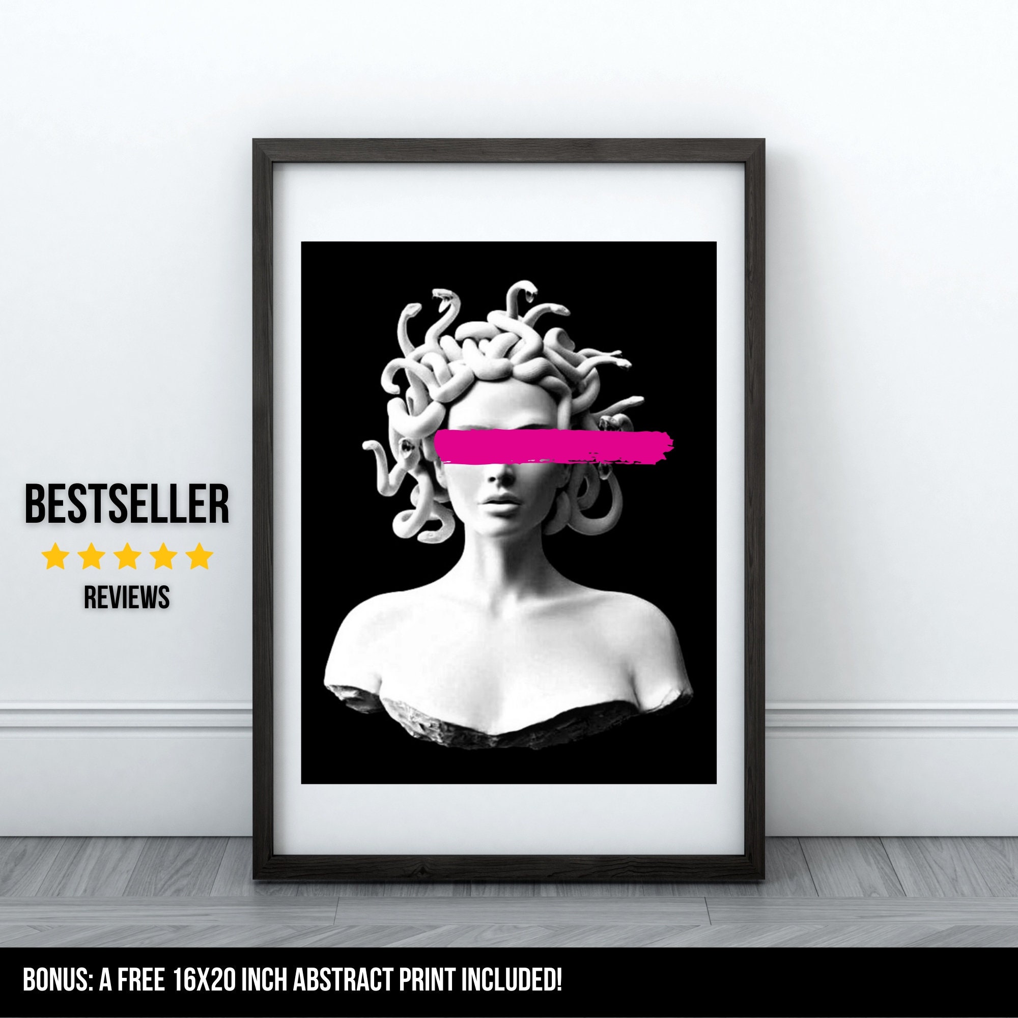 Hot Pink Medusa, Medusa Modern Statue, Medusa Wall Art, Medusa Art ...