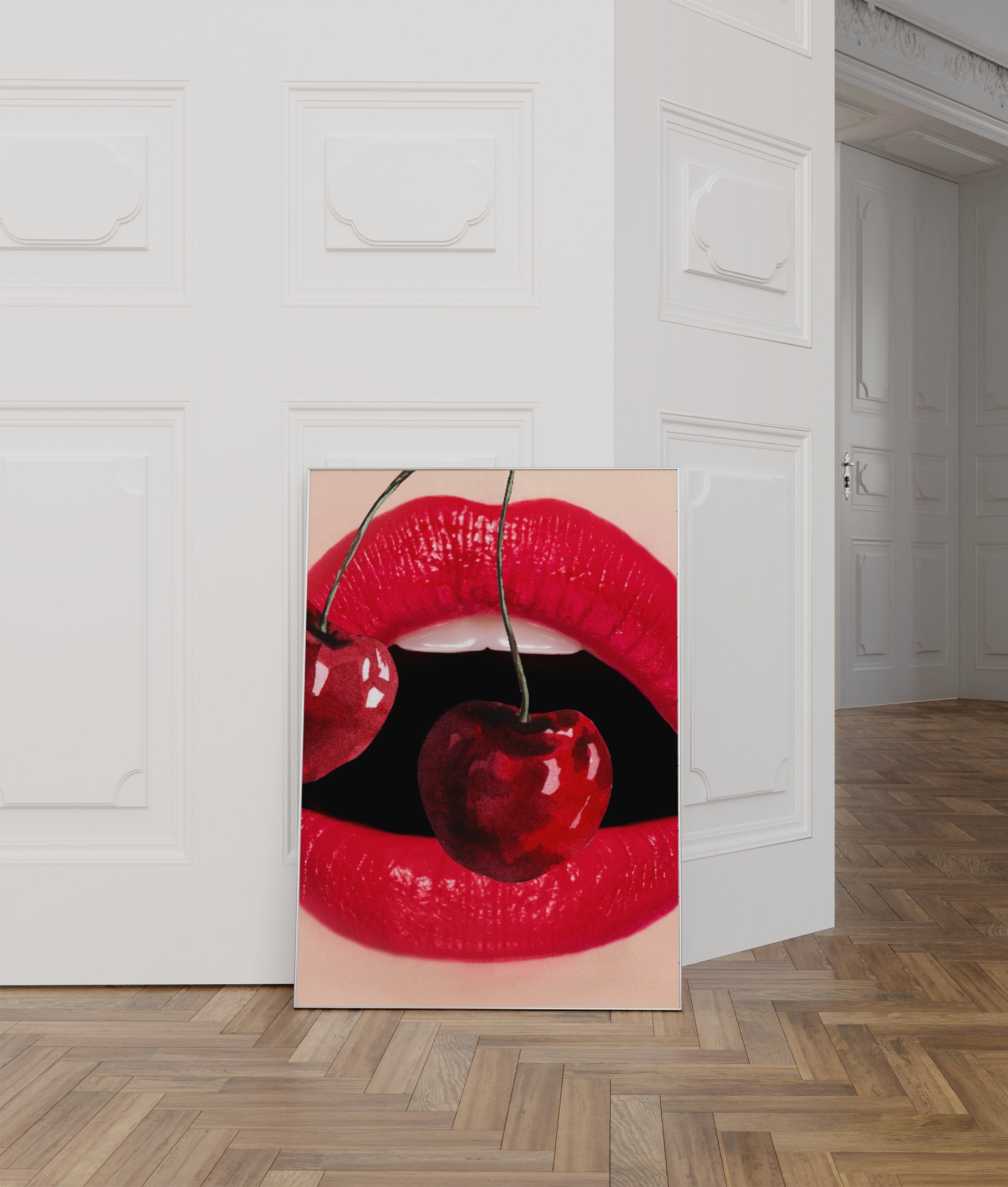 Cherry Lips Print | Cherry Lips Wall Art | Aesthetic Wall Art | Trendy ...