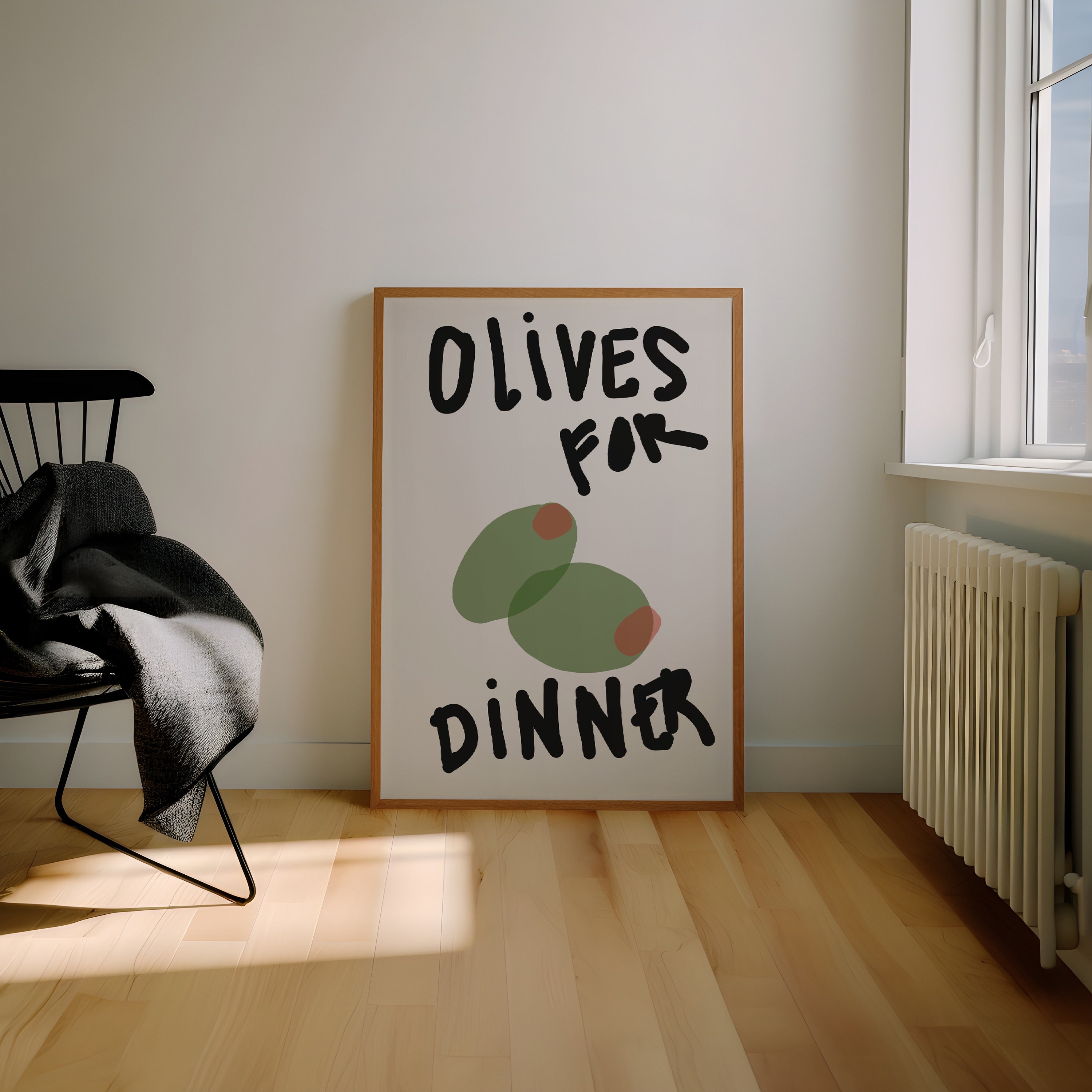 Olives for Dinner | Olives Poster | Retro Food Print | Bar Cart Decor ...