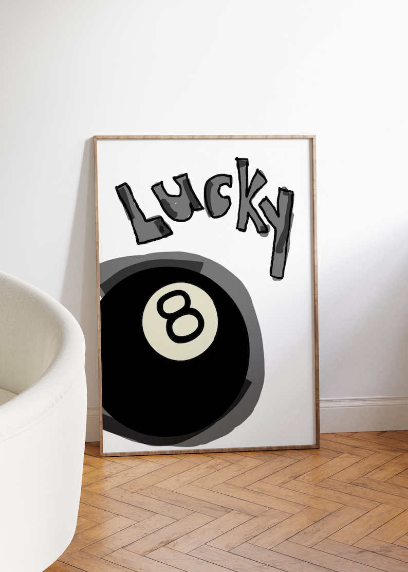 Vintage Pool Ball Print | Retro Hand-drawn Wall Art | Printable Wall ...