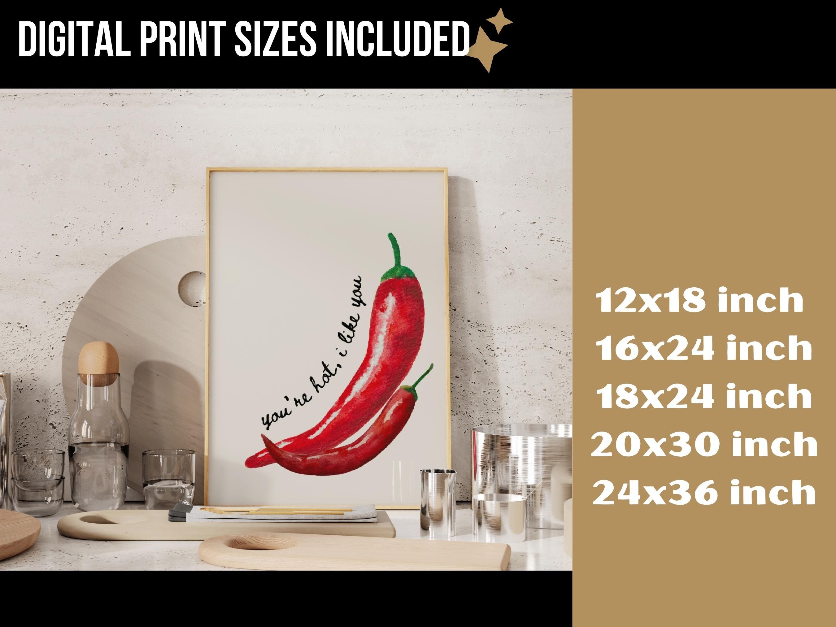 Chili Pepper Print Chili Pepper Wall Art Modern Kitchen - Etsy