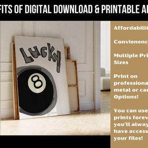 Vintage Pool Ball Print | Retro Hand-drawn Wall Art | Printable Wall ...