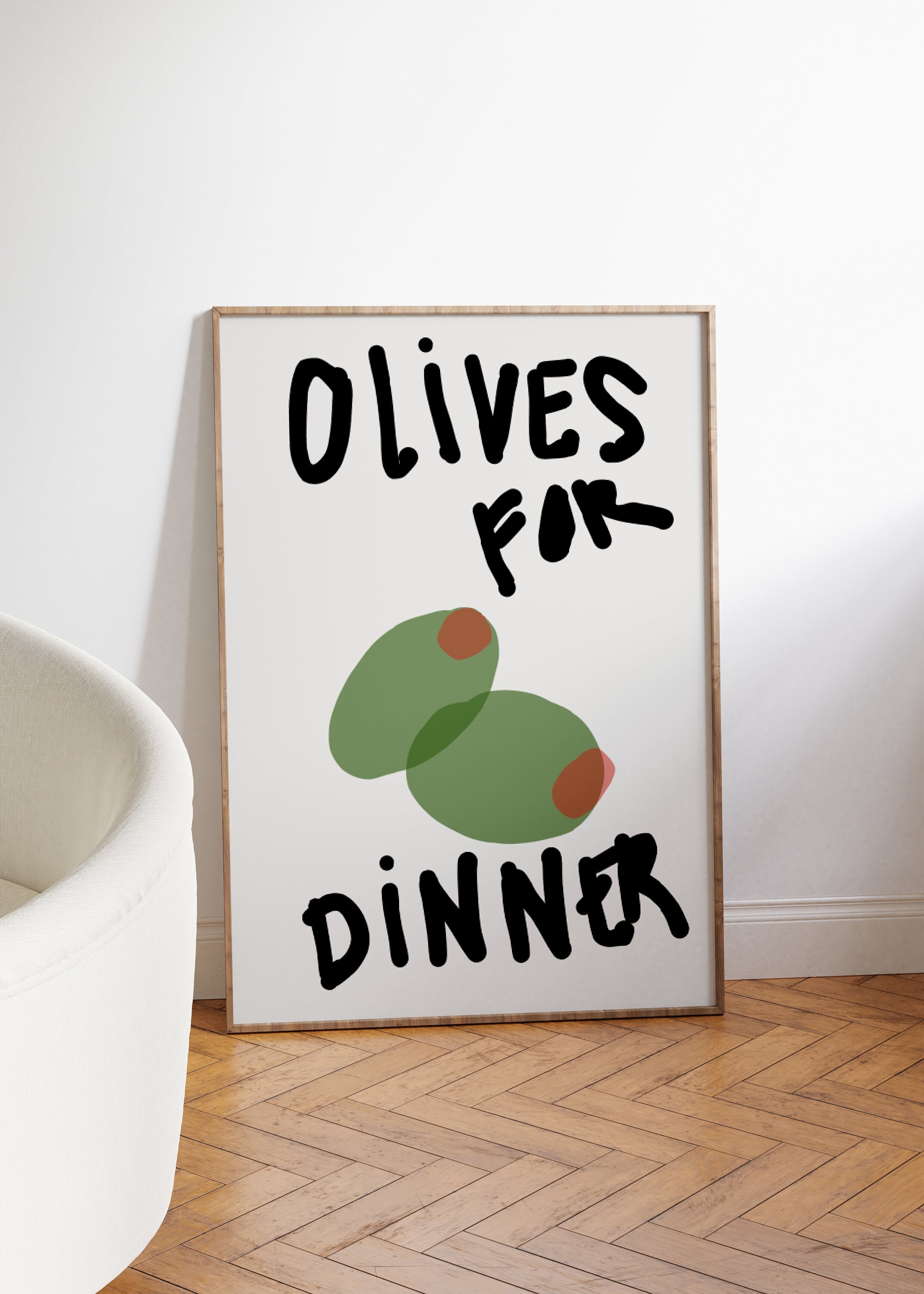 Olives for Dinner | Olives Poster | Retro Food Print | Bar Cart Decor ...