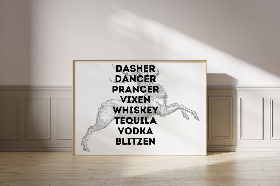 Dasher Dancer Blitzen Christmas Wall Art Christmas Bar Wall Art ...