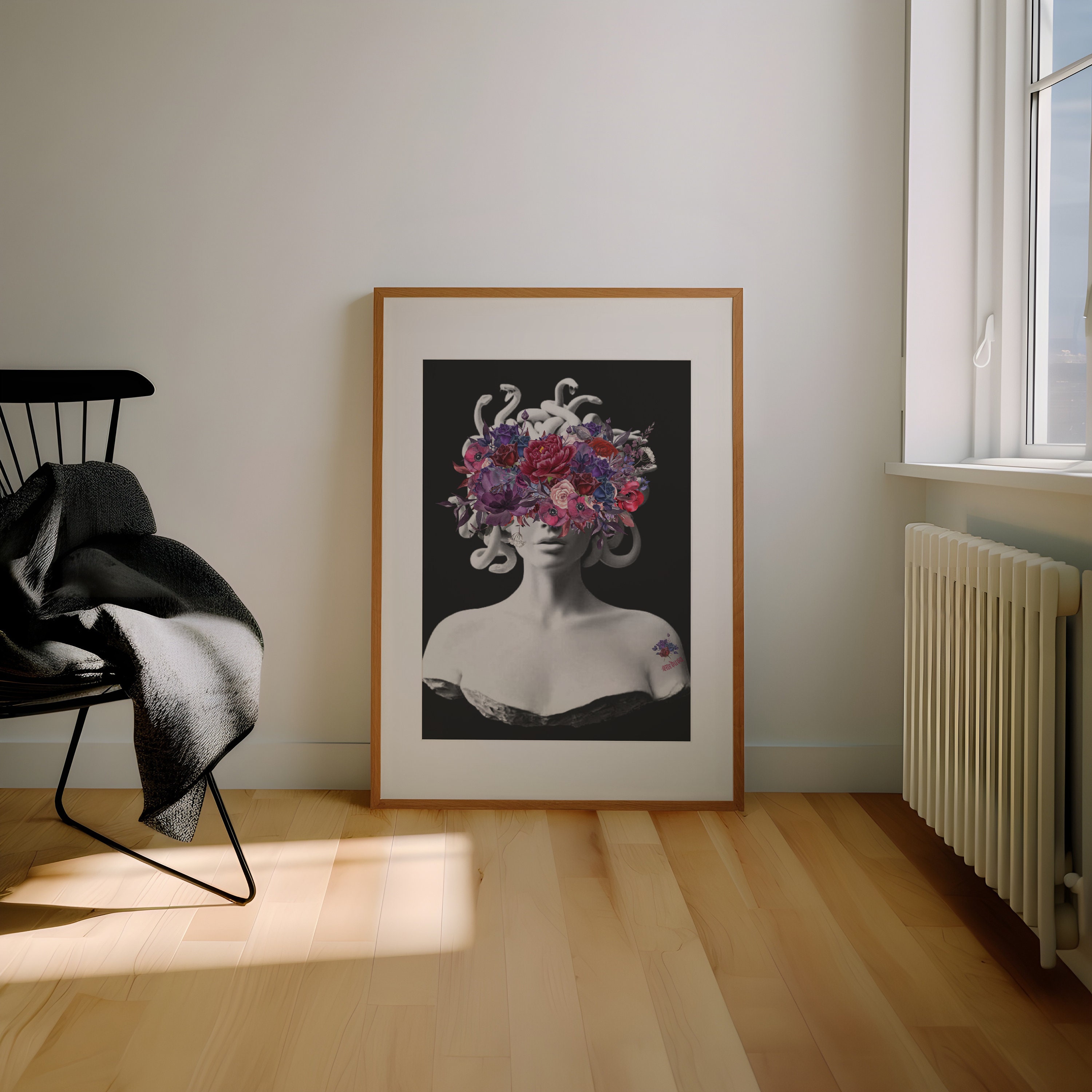 Medusa With Flowers Print | Medusa Print | Medusa Wall Art | Medusa ...
