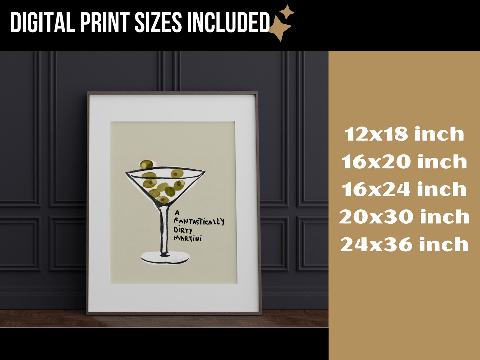 Dirty Martini Print Martini Wall Art Olives Wall Art Aesthetic Wall Art ...