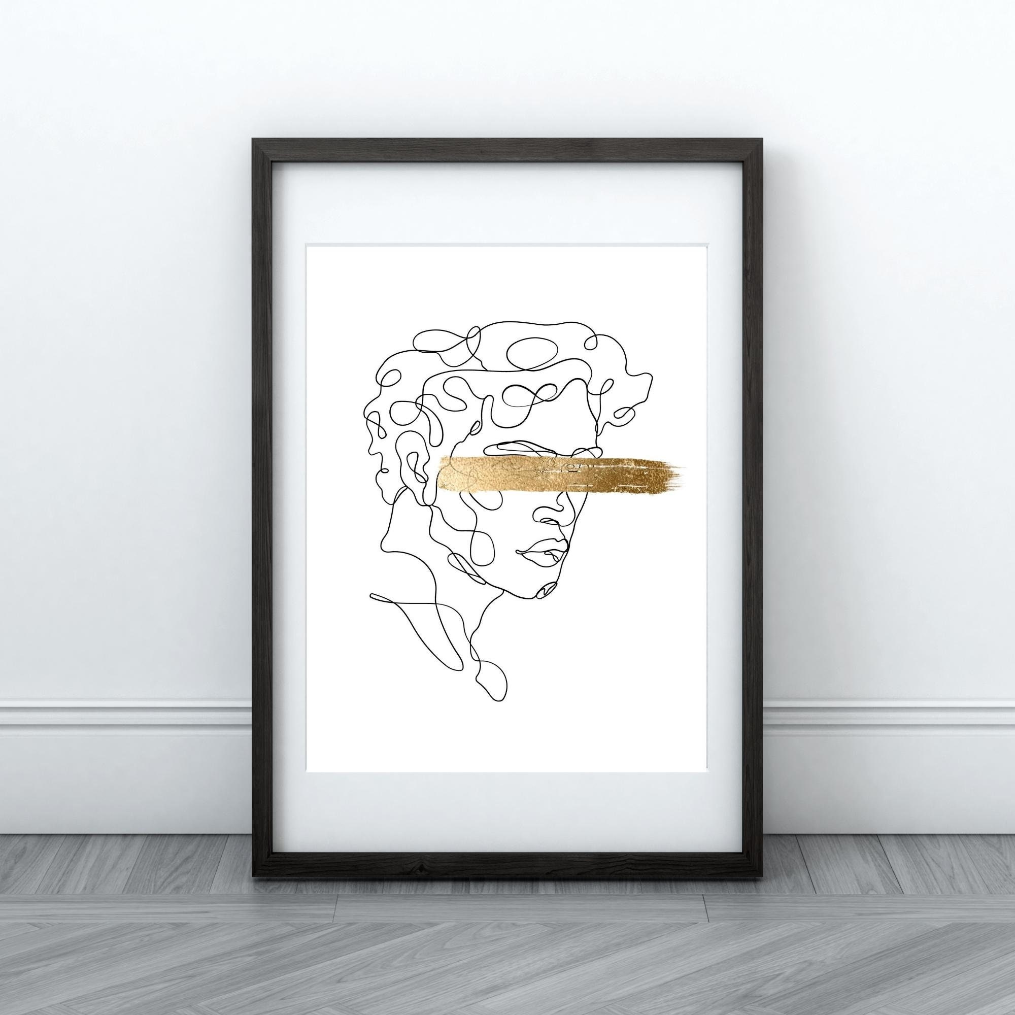 Minimalist Modern Line Drawing Man With Gold Minimalist Line - Etsy