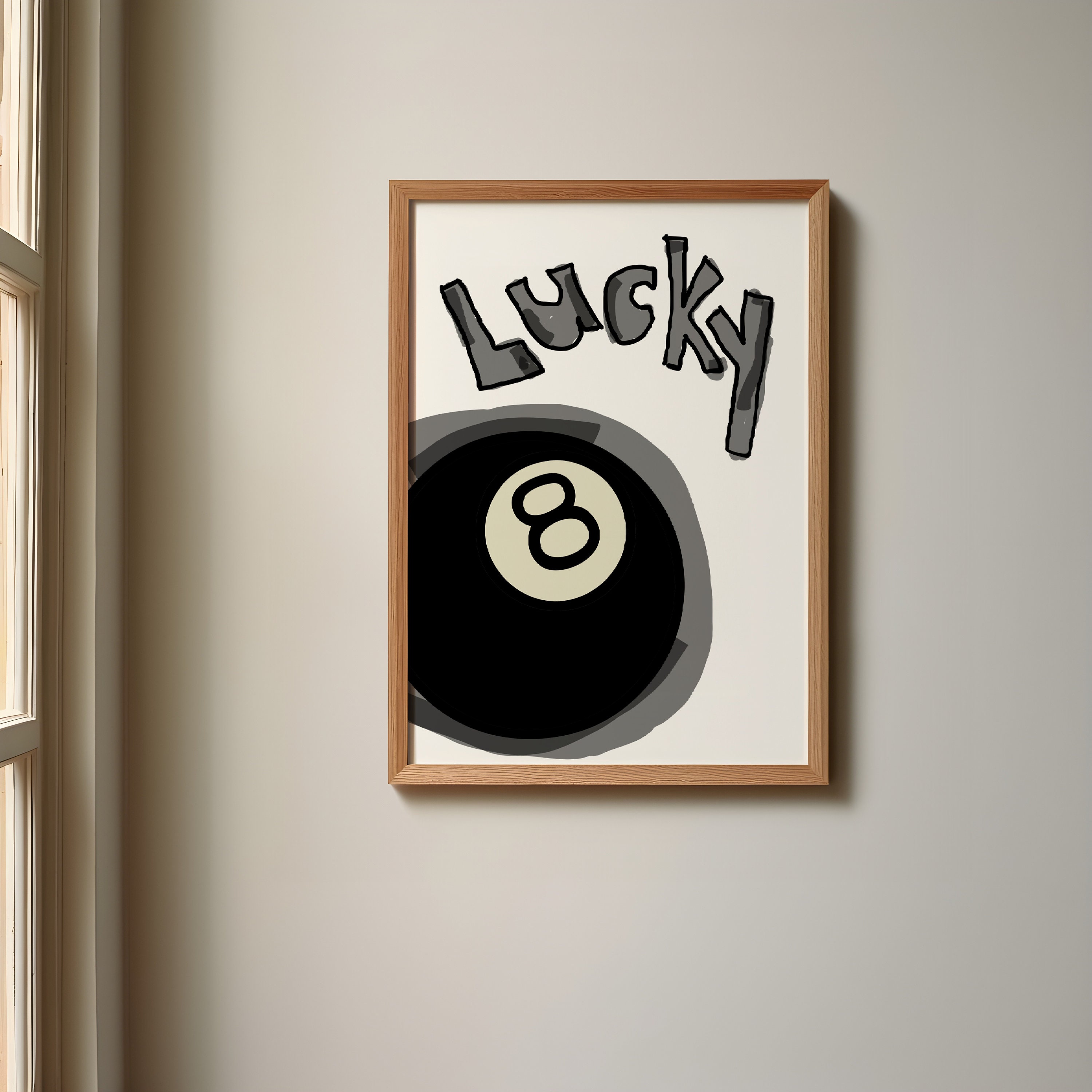 Vintage Pool Ball Print Retro Hand-drawn Wall Art Printable Wall Art ...