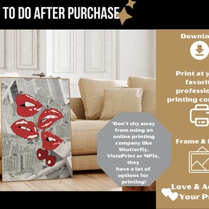 Trendy Red Lips Poster Lips Magazine Poster Red Lips Wall Art Funky ...
